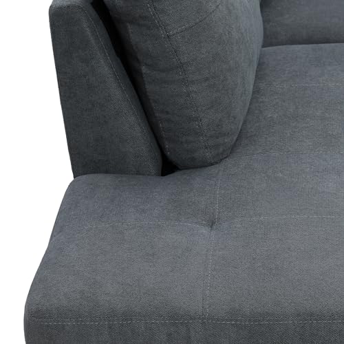 97” W Sectional Sofa with Chaise, Modular Sectional Sofa Set, Flannel Convertible Sectional Couch L Shaped Couch with Chaise, U Shaped Modular Sofa with Storage, Couches for Living Room, Dark Grey