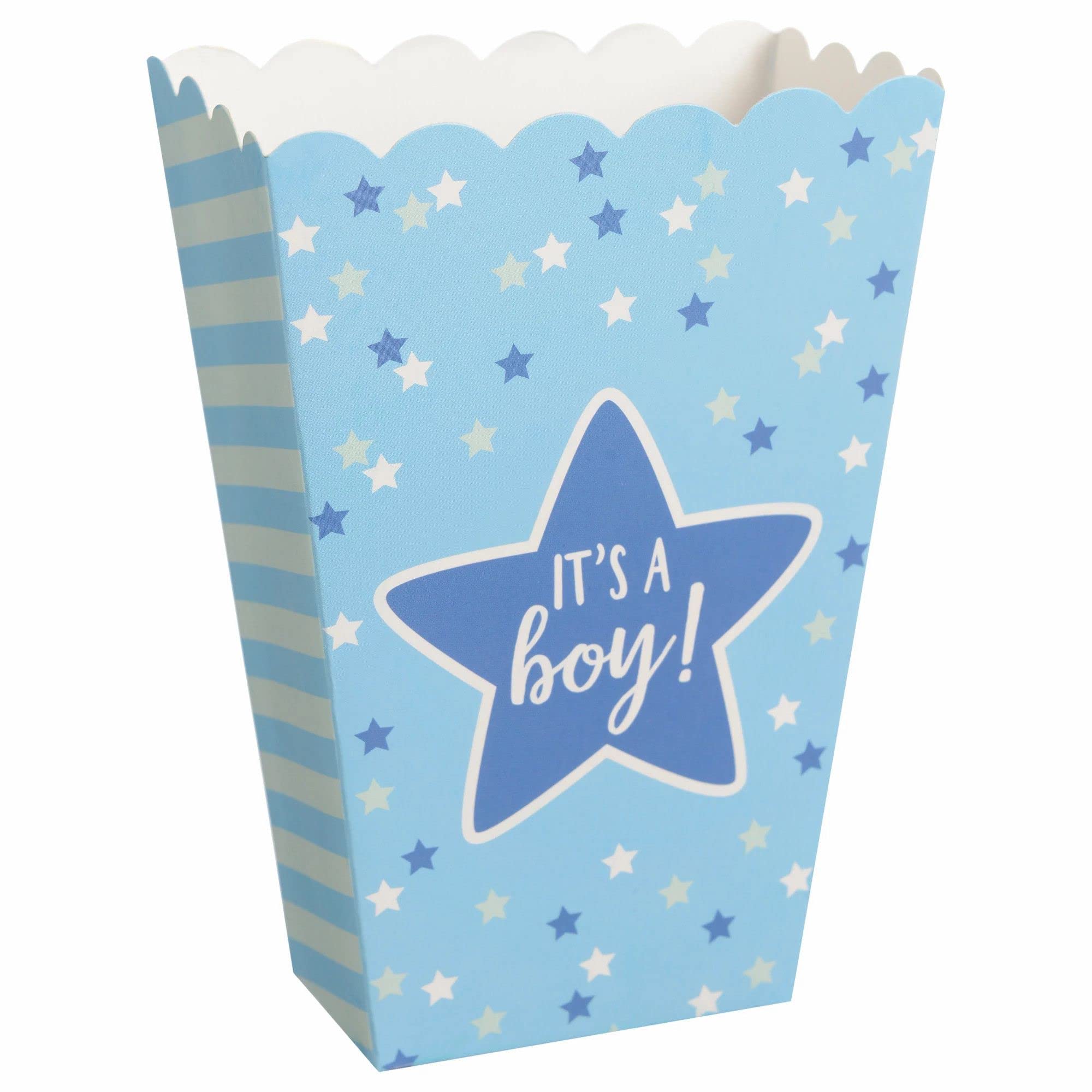 Delightful Blue Baby Shower Popcorn Boxes - 5.25" x 3.75"x 1.5" (Pack of 20) | Premium Quality Paper | Perfect for Baby Boy Showers & Gender Reveals
