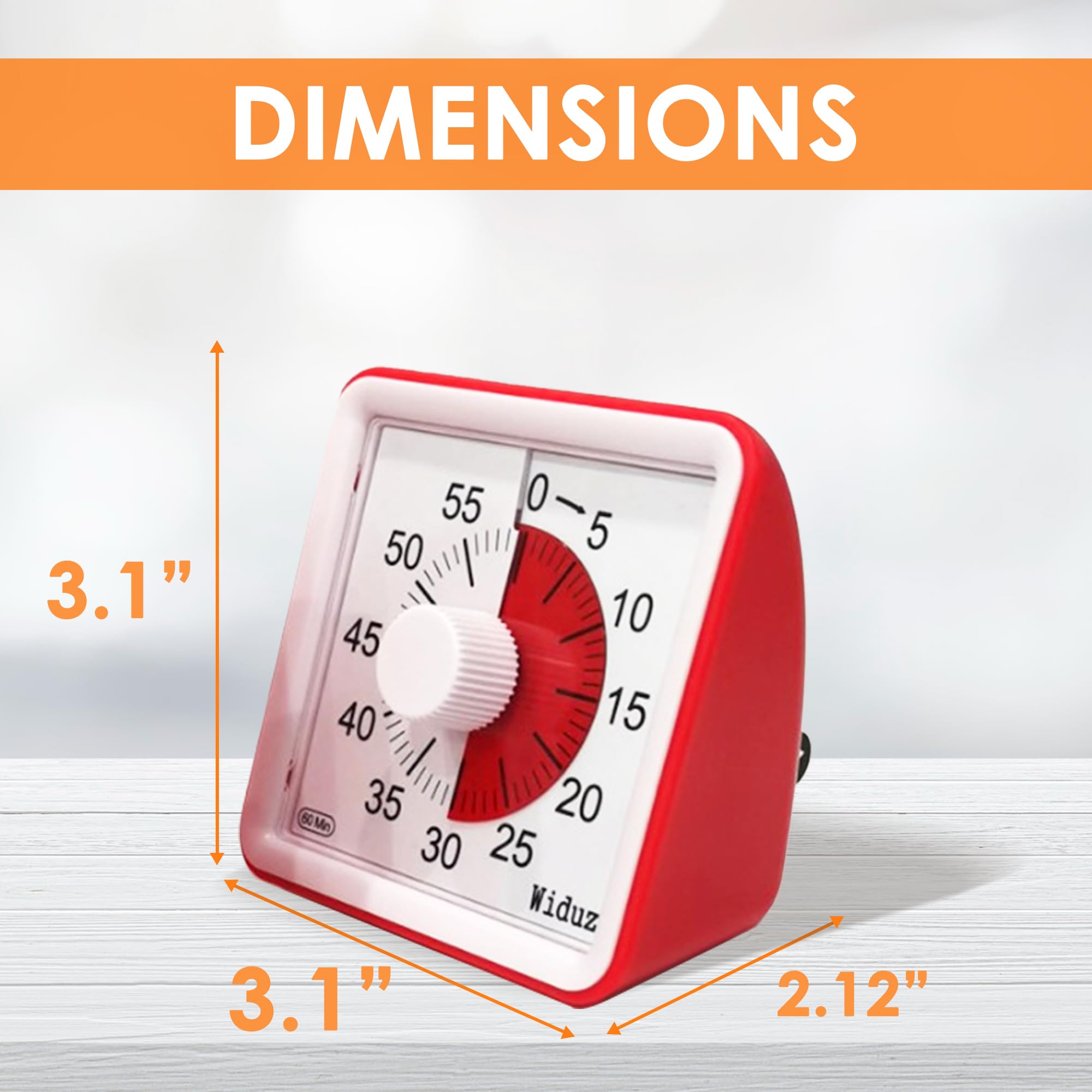 60 Minute Visual Silent Analog, Study Timer, Time Tool for Kids Classroom, Meeting Countdown, Kitchen Cooking Timer, Time Management Tool, Timer with Silent Operation, Colorful, Rectangle