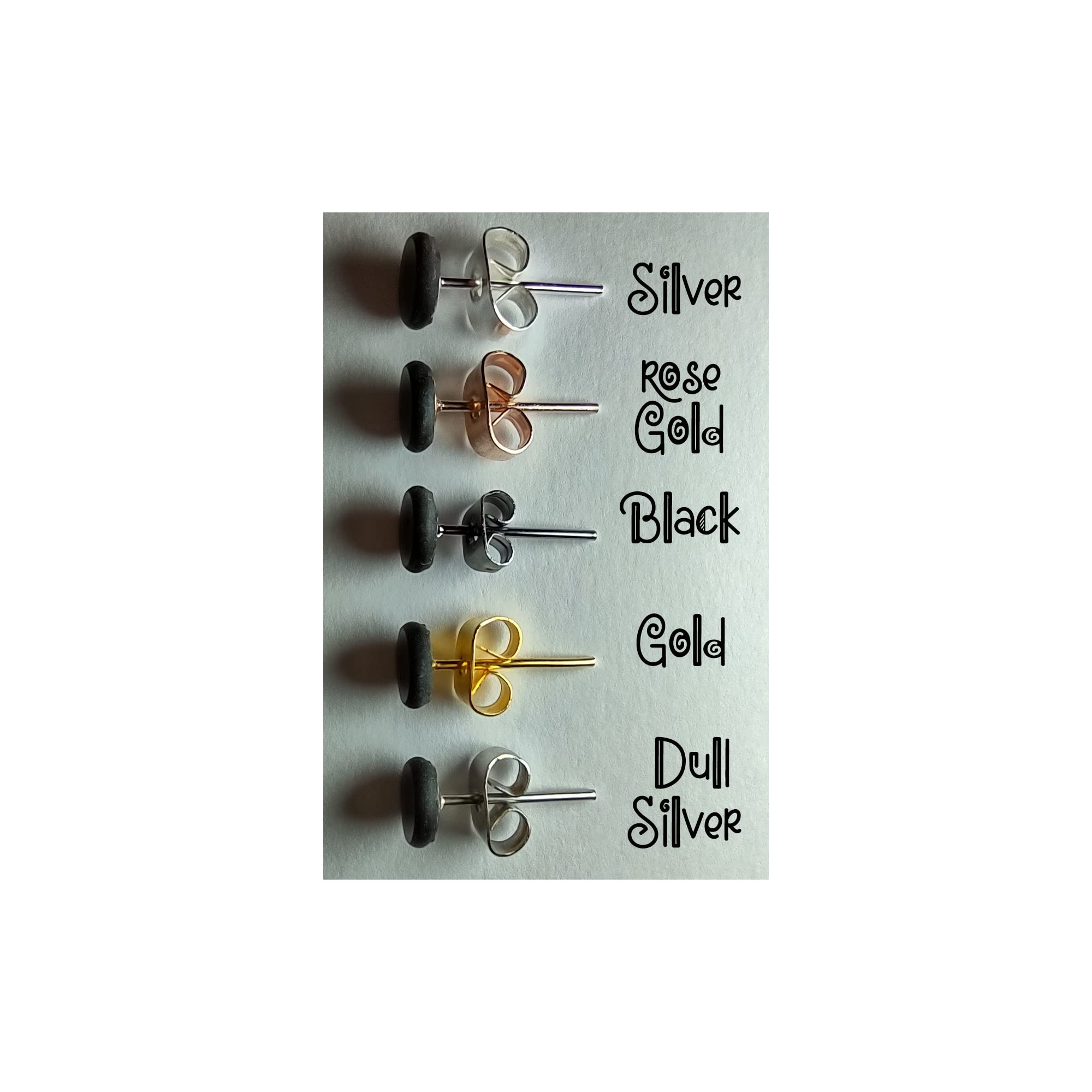 8mm Black or Red Playing Card Suit Studs Made From Plant-Based Polymer Resin, Hypoallergenic Stainless Steel Posts (Diamonds (BLK), Silver)