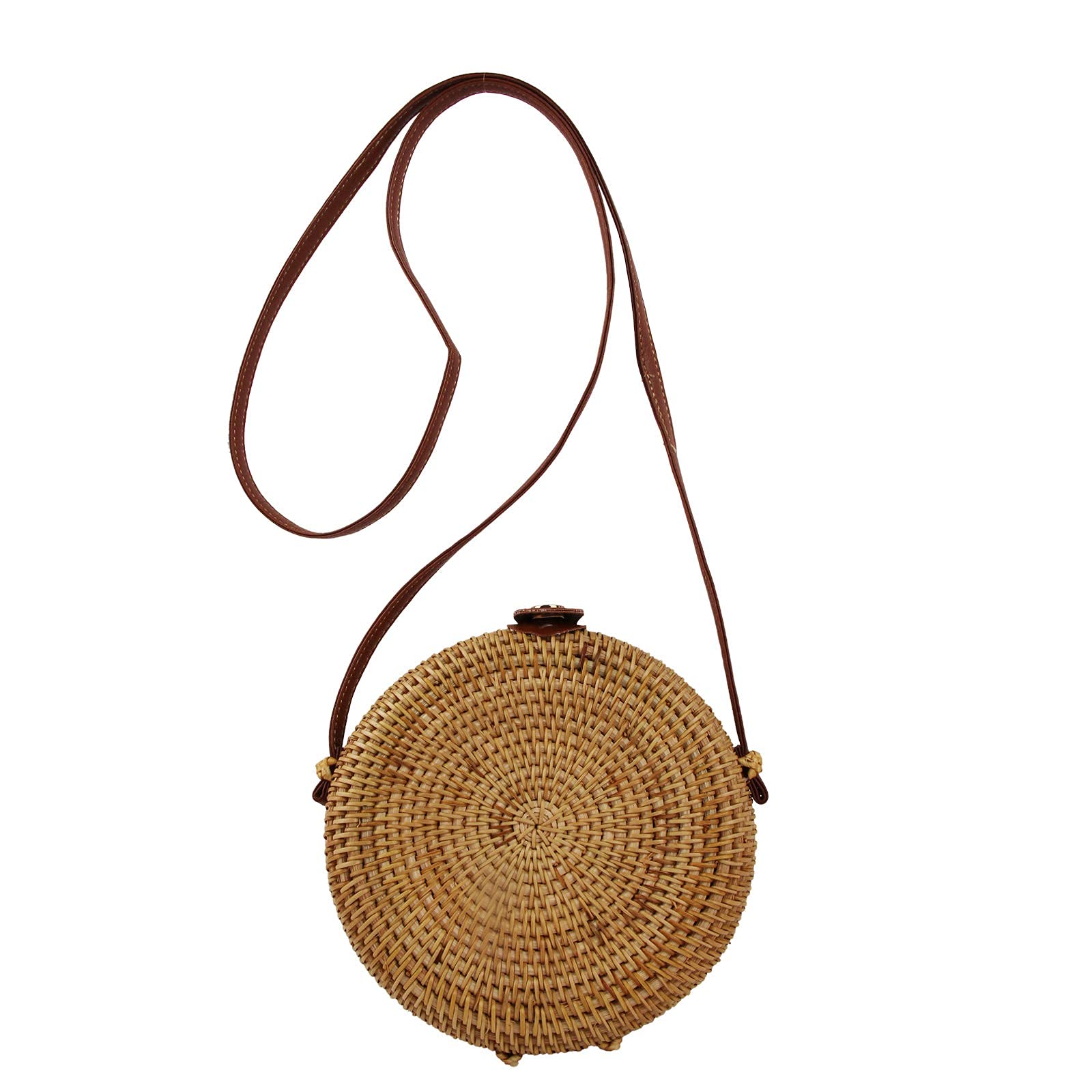 Zerodist Round Rattan Bags for Women Handmade Wicker Women Purse Handbag Crossbody Shoulder Womens leather Straps Purse (3)
