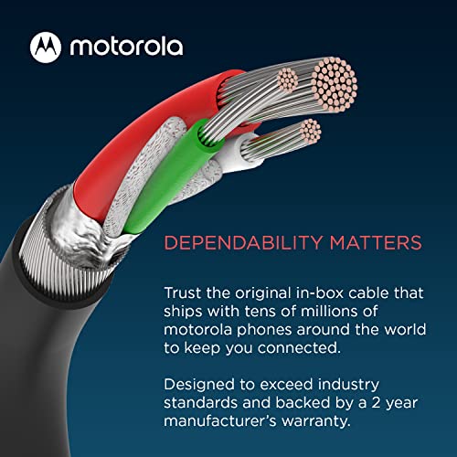 Motorola [3.3ft Cable] Essentials OEM SKN6473A USB-A 2.0 to USB-C (Type C) Data/Charging Cable for Moto G Power/Play/Pure/Stylus 5G, G7, One 5G Ace, Edge, Edge+ - Single