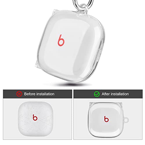 Beats Fit Pro Case Cover, Filoto Hard Case for Apple Beats Fit Pro 2021 Shockproof Protective Earbuds Case with Keychain Accessories for Men Women (Clear)
