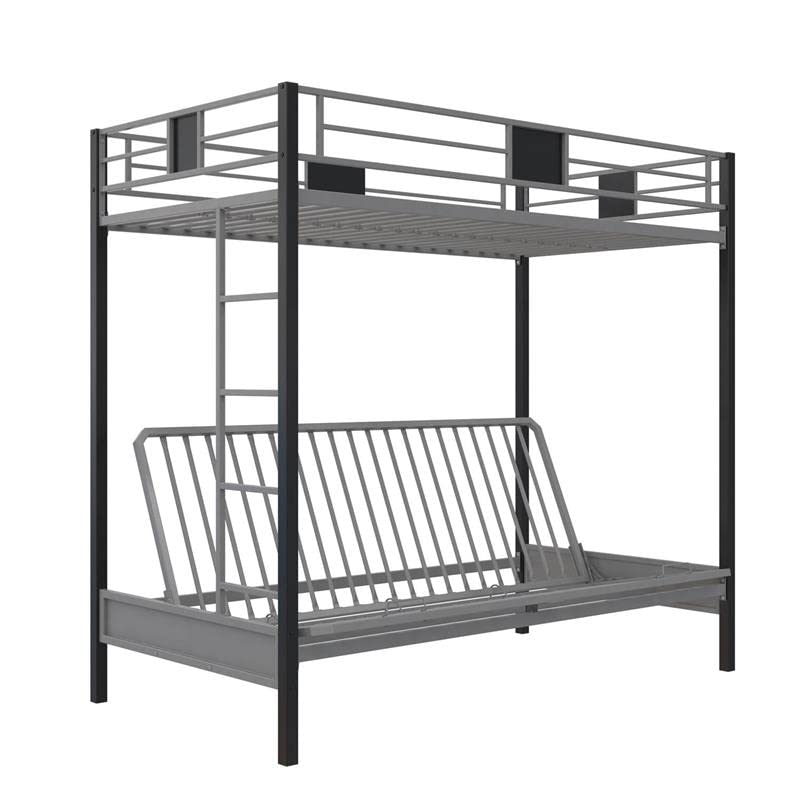 DHP Silver Screen Metal Bunk Bed with Ladder, Black, Twin