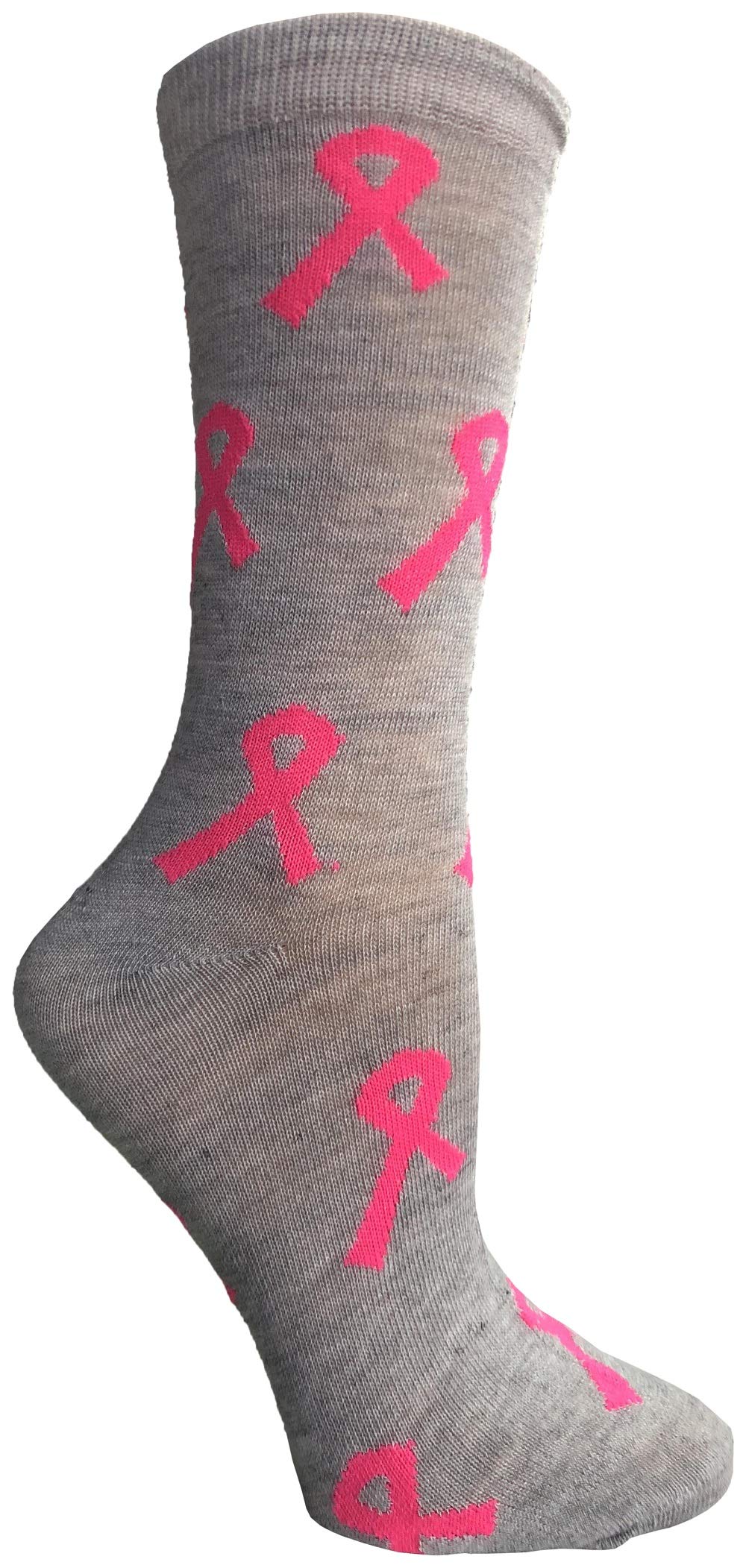 60 Pairs of Pink Ribbon Breast Cancer Awareness Ankle/Crew Socks for Women (Assorted (Crew))