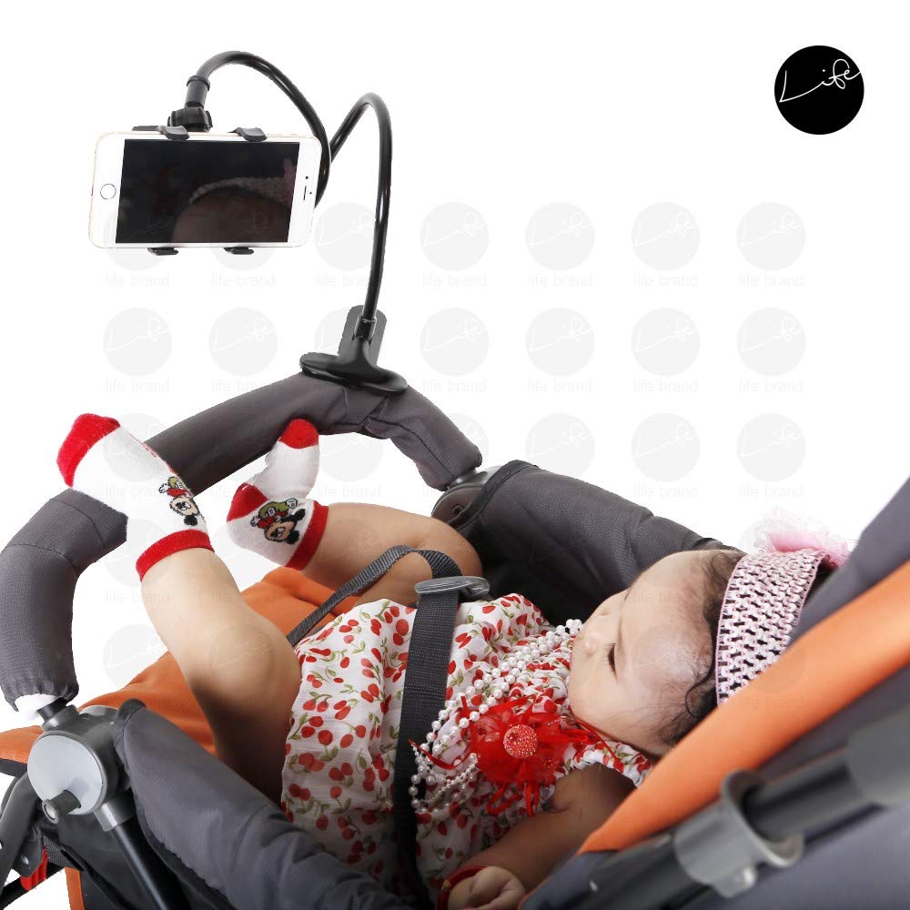 Handsfree Stroller Handphone Tablet Holder - Carseat Car Seat Kid Grocery Cart Mommy Clip Feeding Cup Attachment Hook Accessory Phone Mount