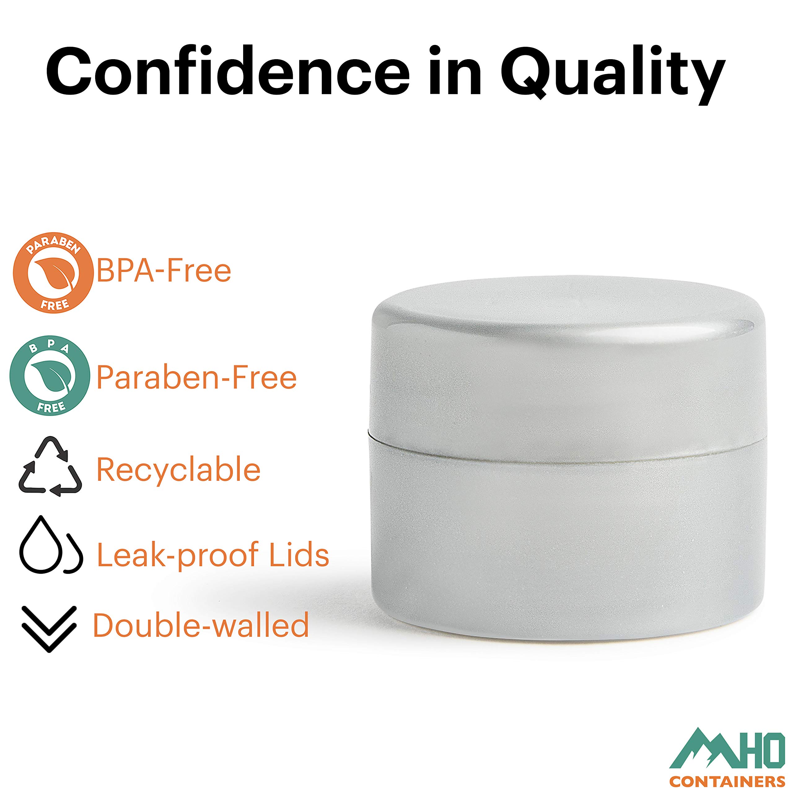 MHO Containers | Pearlized Plastic Cosmetic Jars - Double-Walled Screw-on Refillable 7 gram/0.25oz - Set of 50 (Pearl)