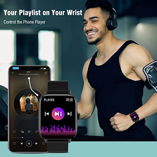 AMIHUSEl Smart Watch 1.7" Touch Screen Call Answer Receive/Dial, Fitness Tracker Smart Watches for Android iOS Phones, IP67 Waterproof with Sleep/Heart Rate Activity Tracker Smartwatch for Man
