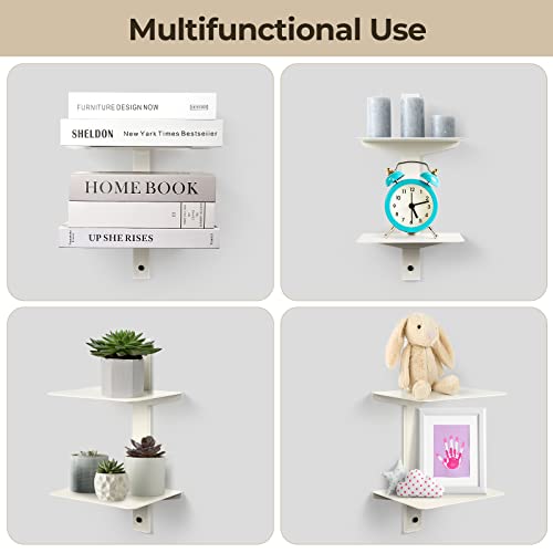ART-GIFTREE Invisible Floating Bookshelf for Wall Mounted, 4 Tier Vertical Spine Book Tower, 2 Pack White