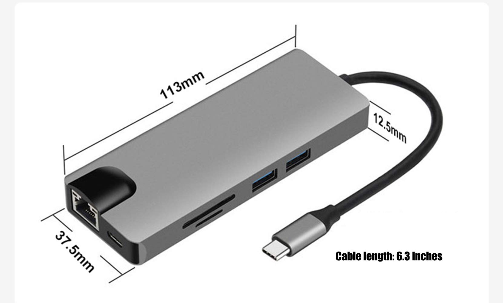 XUNMAIFHB Portable Docking Station,Adapter 9-in-1 Docking Station Multi-Function hub hub USB3.0, HDML, RJ45, TF/SD, Type C, VGA, Audio Jack Fast Transmission