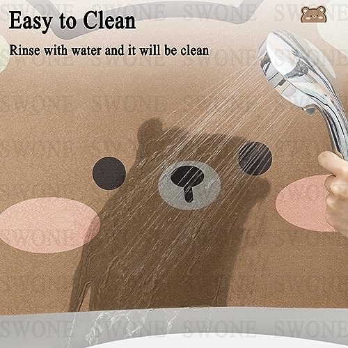 CHDGSJ Absorbable Water Stone Mat - Diatomite Stone Bath Mat, Quick Dry Diatomaceous Earth Bath Shower Mat, Non-Slip Rubber Bathtub Floor Mat(Dog B,30 * 50cm)