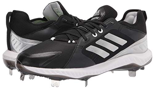 adidas Women's EG5634 Baseball Shoe, Core Black/Silver Metallic/Footwear White, 8