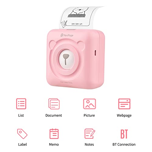 BISOFICE A6 Mini Pocket Printer Wireless BT Thermal Printer Picture Label Memo Receipt Paper Printer + 9 Rolls Color Thermal Paper + 3 Rolls Adhesive Sticker Paper 57 * 30mm