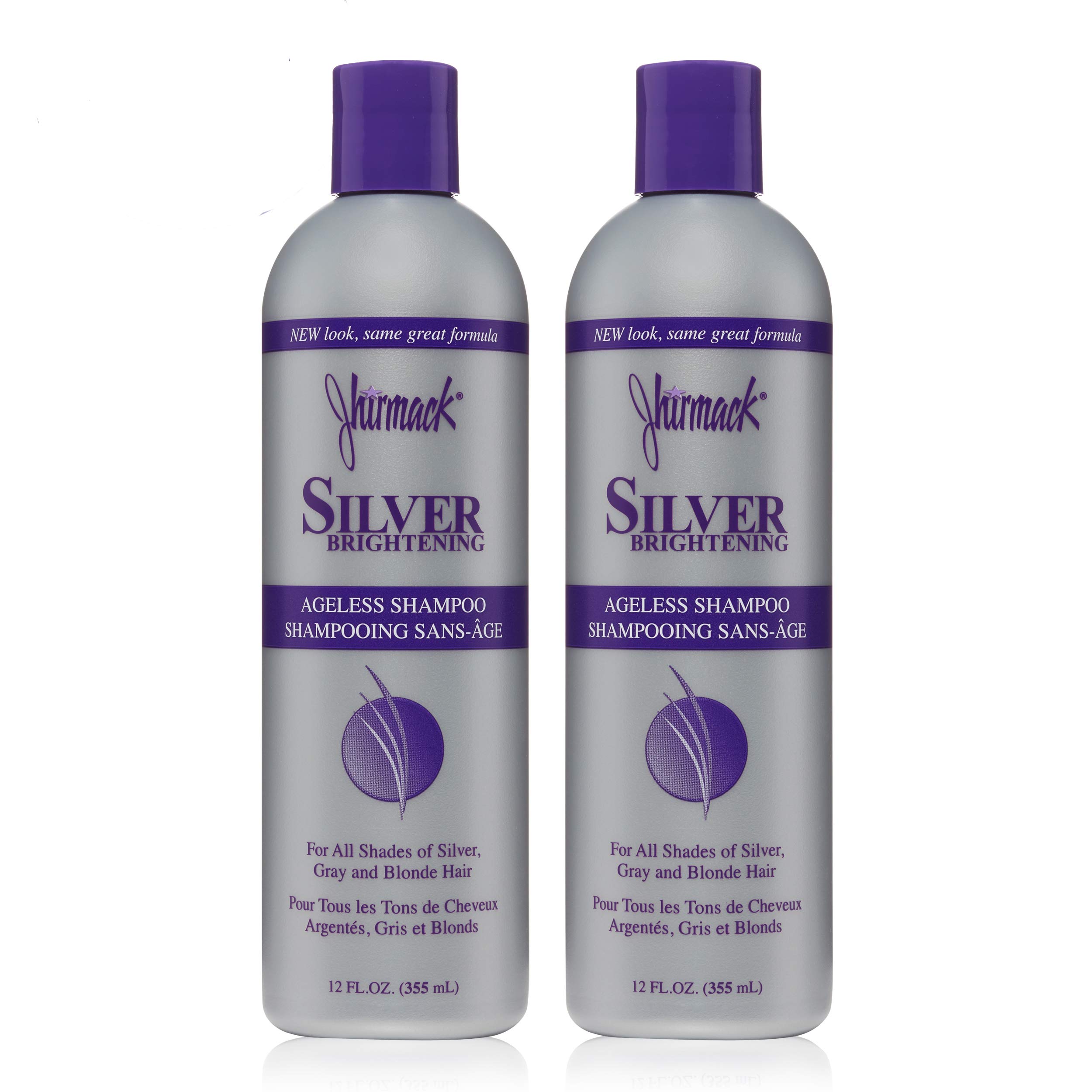 jhirmack Silver Brightening Purple Shampoo Set of 2 for all types of silver, grey, and blonde hair