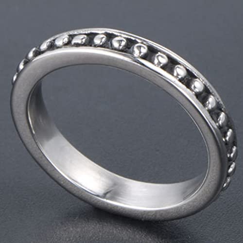 4mm Retro Vintage Stainless Steel Stacking Eternity Wedding Band Ring (Silver, 9)