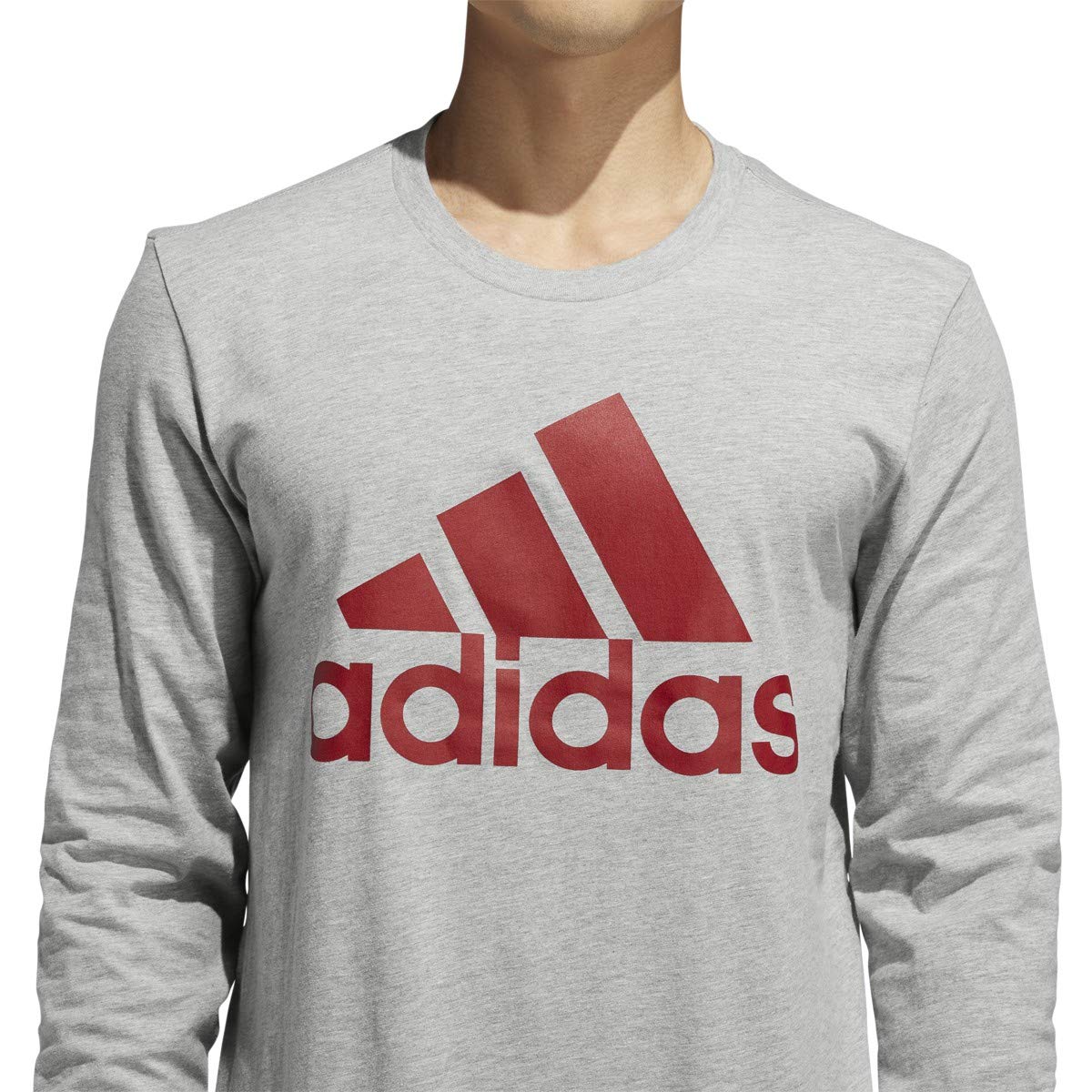 adidas Men's Basic Badge of Sport Long Sleeve Tee, Medium Grey Heather 2, Medium
