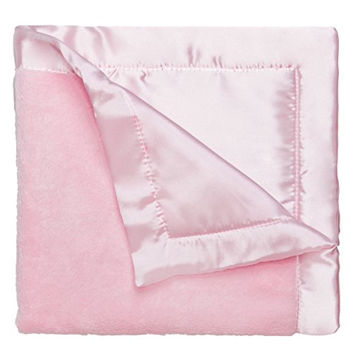 Elegant Baby Ultra Plush security Blankie, Satin Border and Back Blankie Pastel Pink, 20" x 20"