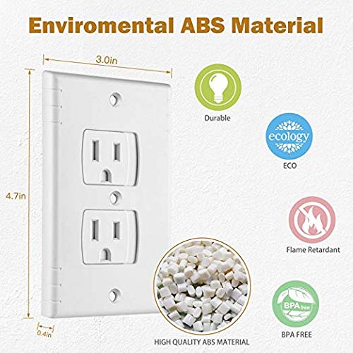 A&S Creavention Self Closing Electrical Wall Outlet Covers, Child Proof Safety Universal Wall Socket Plugs, Automatic Sliding Cap Cover Standard Wall Outlet Plate (8 Pack)