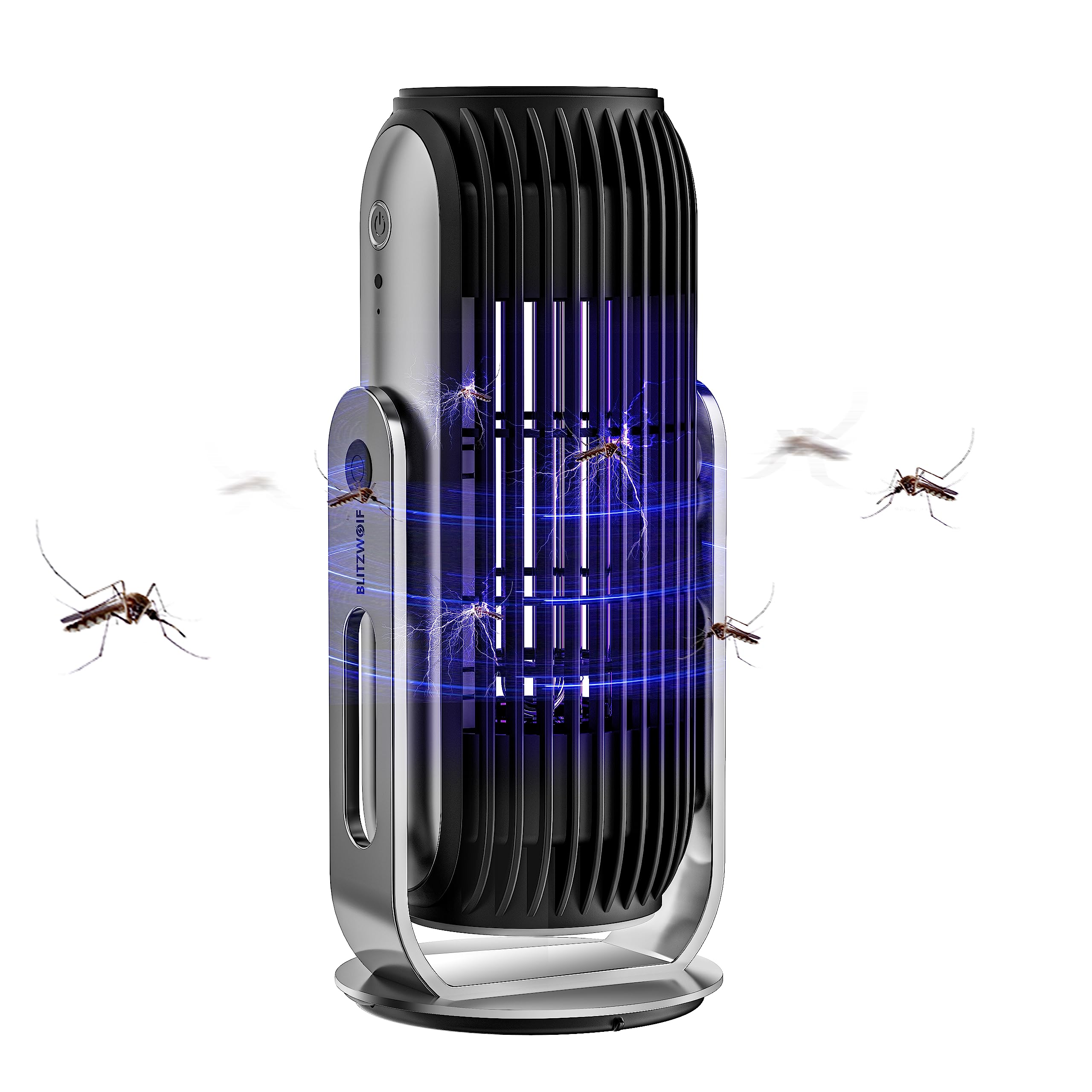Modern Bug Zapper/Mosquito Trap for Indoor Patio,Dual Functional Electric Mosquito Killer,2000V,Silent Fan,365nm UV Light,Light Sensor,Auto On/Off,Kill Moths/Gnats/Flies,for Luxury Home Villa Yard