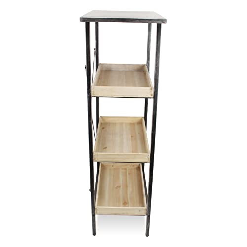 Cheung's Storage Rack Metal 4 Tier Shelf with 3 Wooden Shelves, Black, Gray