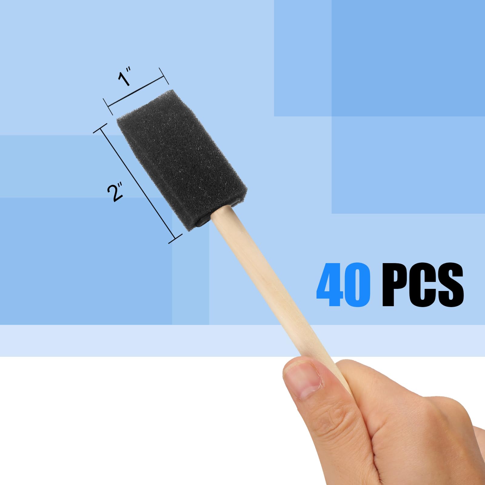 40 Pcs Foam Brush,1β Foam Paint Brushes, Wood Handle Sponge Paint Brush, Foam Brushes for Painting for Staining, Varnishes, and DIY Craft Projects