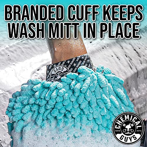 Chemical Guys MIC513 Big Noodle Chenille Microfiber Scratch Free Supersized Car Wash Mitt for Cars, Trucks, SUVs, RVs & More, Turquoise (11" x 12")