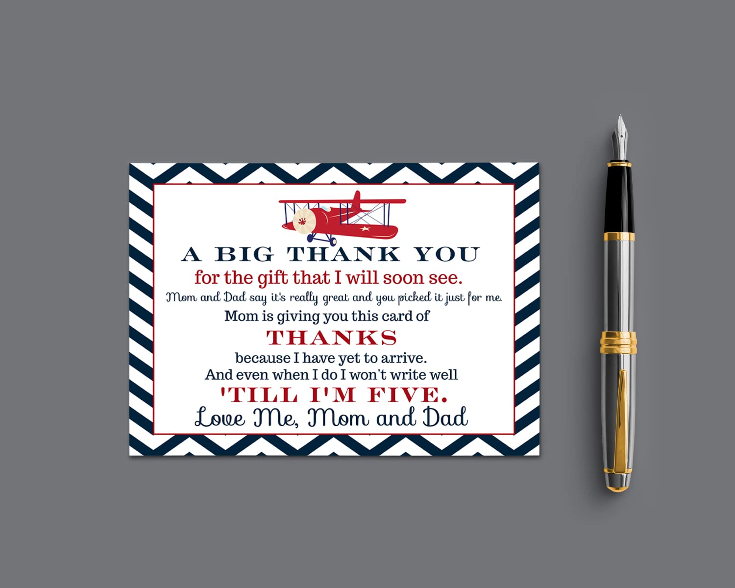 Paper Clever Party Airplane Baby Shower Thank You Postcards (15 Pack) Boys Notecards Only - Eco-friendly Postal Note with Message from Newborn – Adventure Travel Red Blue – Printed 4x6