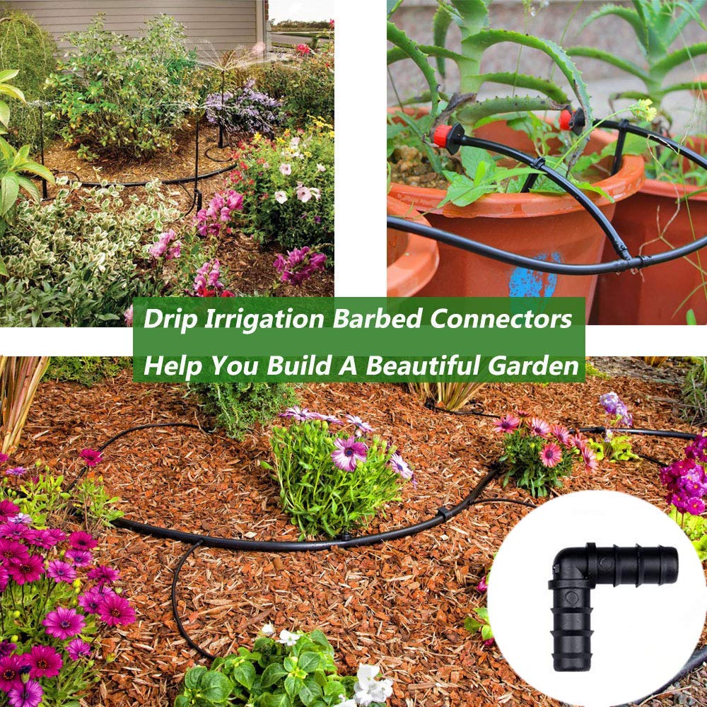 Minelife 25 Pcs Drip Irrigation Fittings for 1/2" Tubing, Irrigation Kits Accessories - 1 Switch Valve, 6 Tees, 6 Couplings, 6 Elbows, 6 End Cap Plugs, Barbed Connectors for Drip or Sprinkler Systems