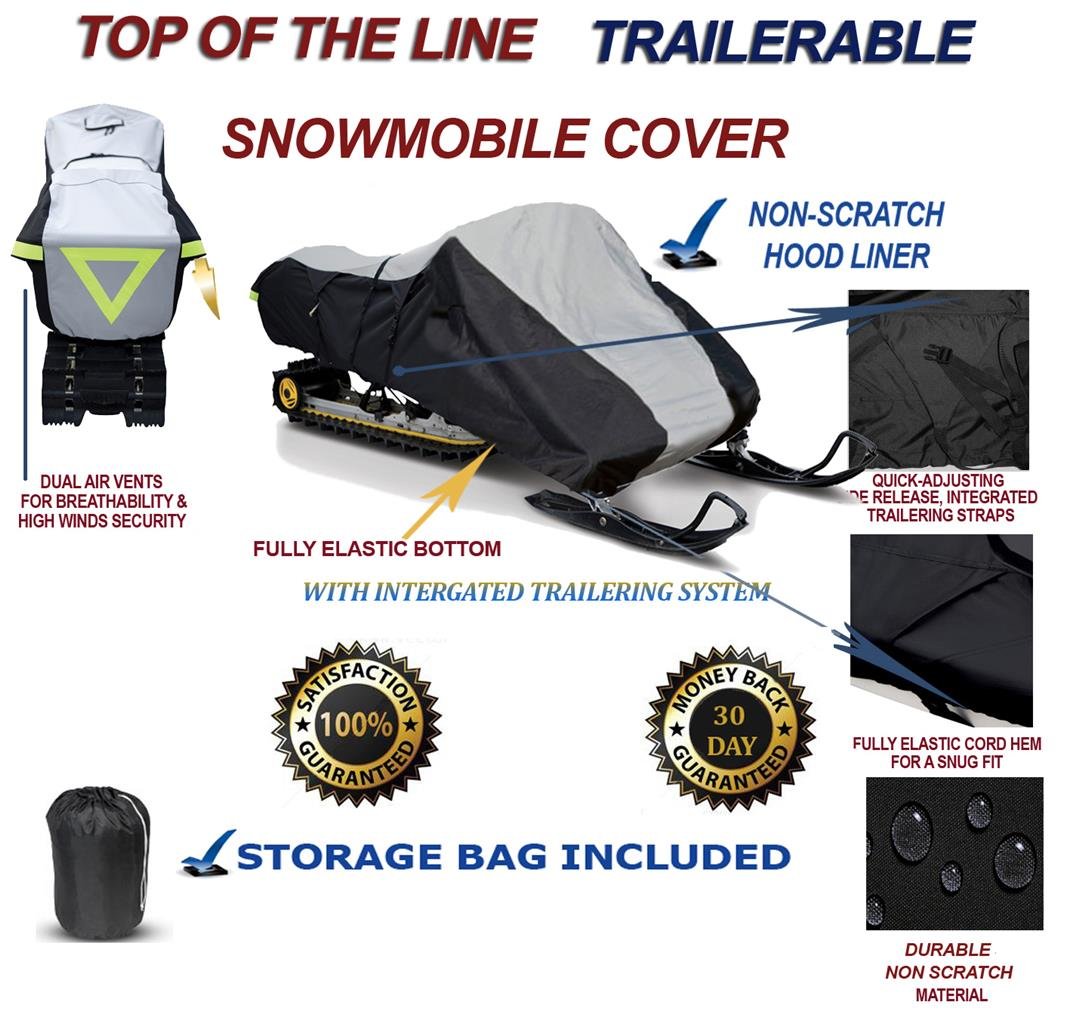 600 Denier Snowmobile trailerable Cover Compatible for The 2020-2020 Polaris Model 850 RMK Khaos (155 Track) snowmachine sled.
