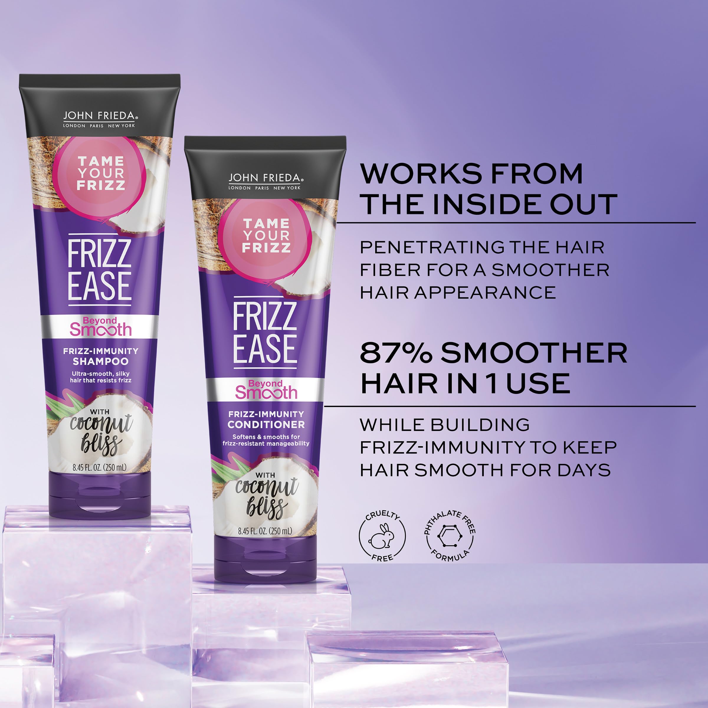 John Frieda Frizz Ease Beyond Smooth Bundle: Frizz Immunity Shampoo & Conditioner, 8.45 Ounce Each
