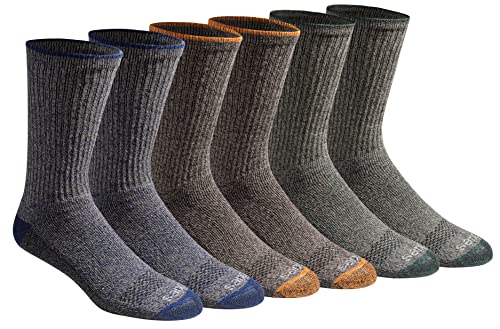 Dickies Men's Dri-tech Moisture Control Crew Socks Multipack, Heathered Colored (6 Pairs), Shoe Size: 6-12