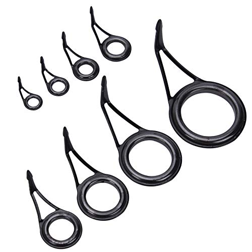 8pcs Single Leg Fishing Rod Guides Replacement, Ceramic Fishing Pole Rod Guide Rings, Casting Fishing Rod Eyes and Guides Rod Eyelet Repair Kit Fishing Rod Repair Kit Fishing Guides Rod Eyelets
