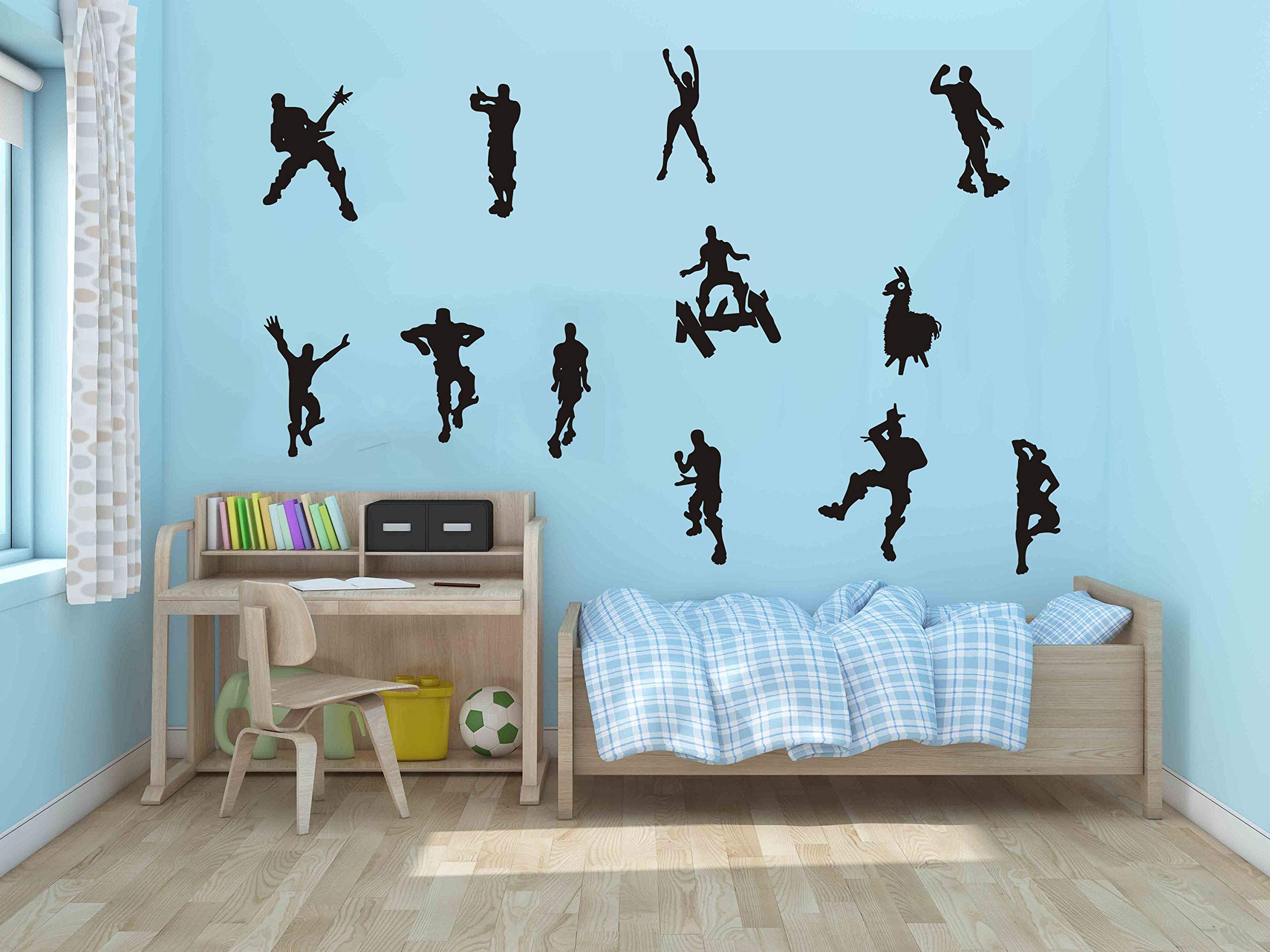 Large Game Wall Decal Poster Dancing Peel & Stick Poster Decals Floss Dancing Game Nursery Kids Room Game Stickers (Black)