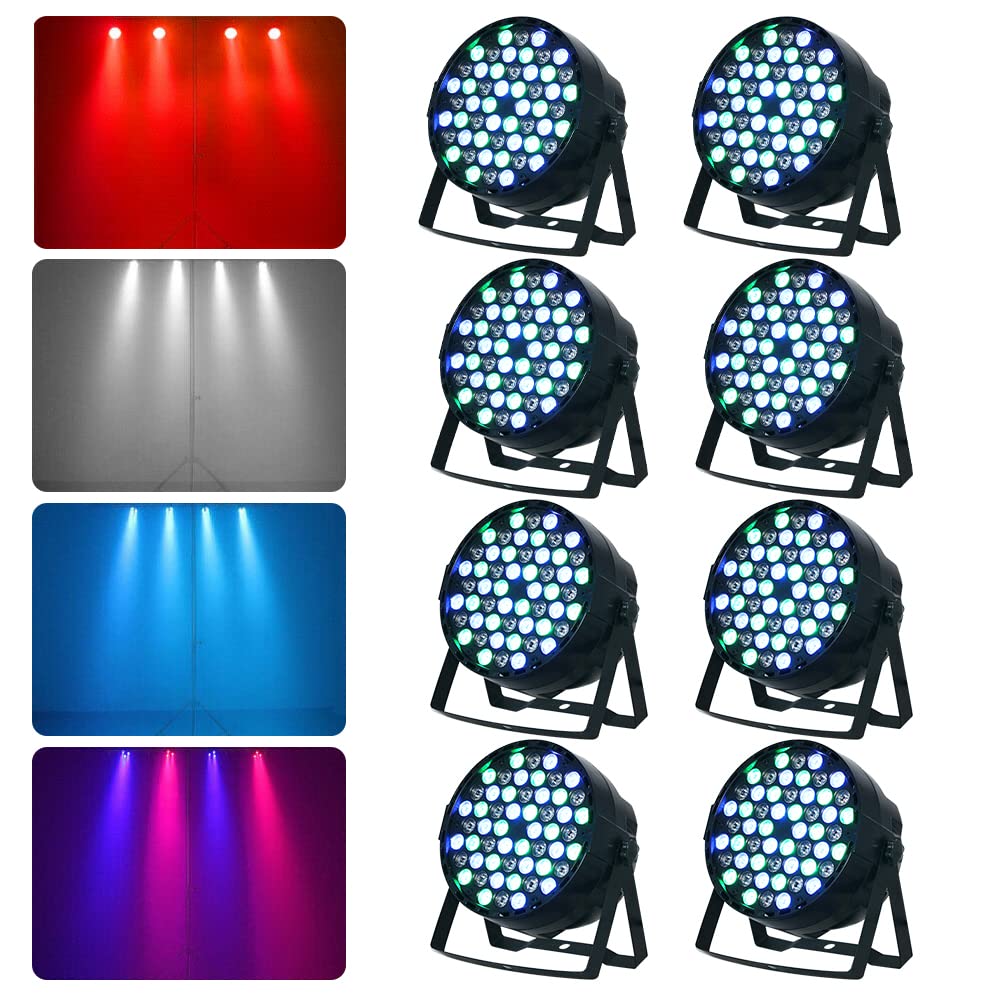 8Pcs Stage Lights, 54x3W LED Stage Par Lighting RGBW DMX512 DJ Disco Party Club Strobe Light AUTO/Sound Party Lighting