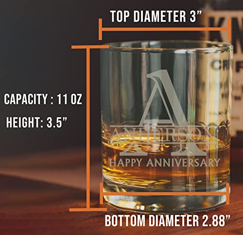 Personalized Etch 11oz Custom Whiskey Glass, Whiskey Gifts for Men, Bourbon Glass Engraved, Birthday Gifts for Men Dad Husband Groomsmen Gifts, Customized Monogram Gifts, Halpert