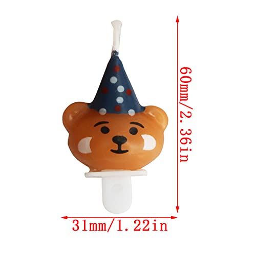 Bear Birthday Candle yyangz 4PCS Cute Cartoon Bear with Birthday Hat Candles Set for Birthday Cake Decoration Bear Theme Party Supplies,Bear Candles