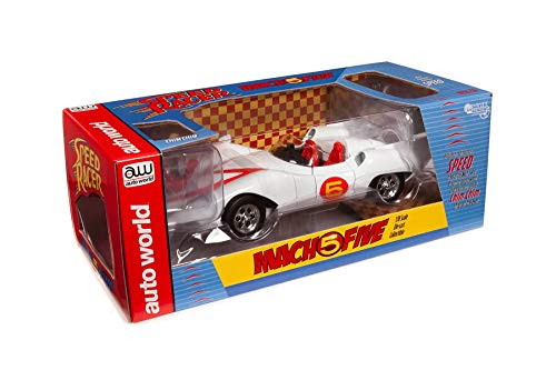 Auto World Speed Racer Mach 5 with Chim Chim and Speed Racer Figures. , Speed Racer AWSS124-1/18 Scale Diecast Model Toy Car