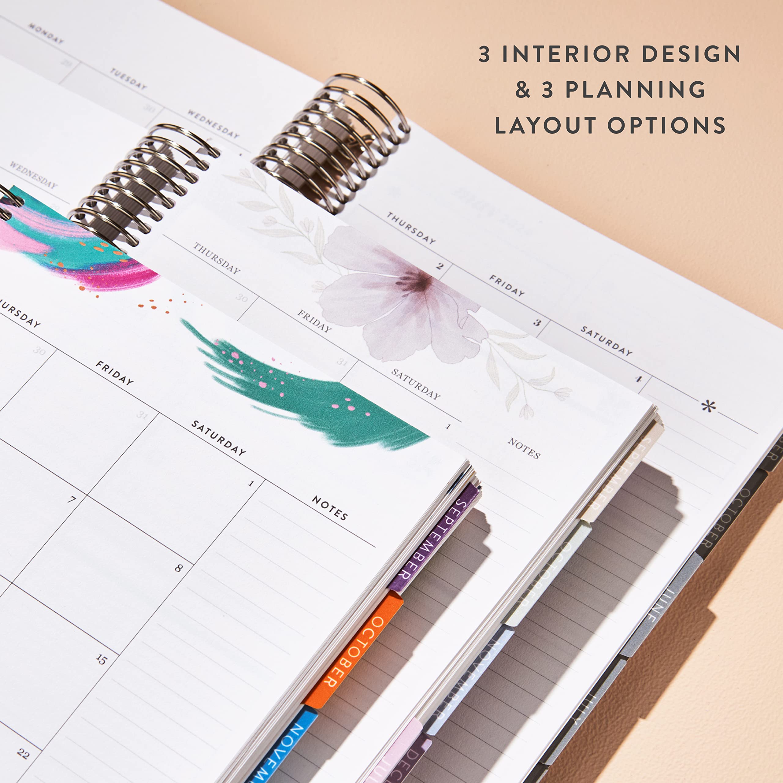 7" x 9" Platinum Spiral Coiled Life Planner (July 2023 - June 2024) - Abstract Circles Classic Cover + Canvas Interior Pages. Hourly Weekly & Monthly Agenda by Erin Condren