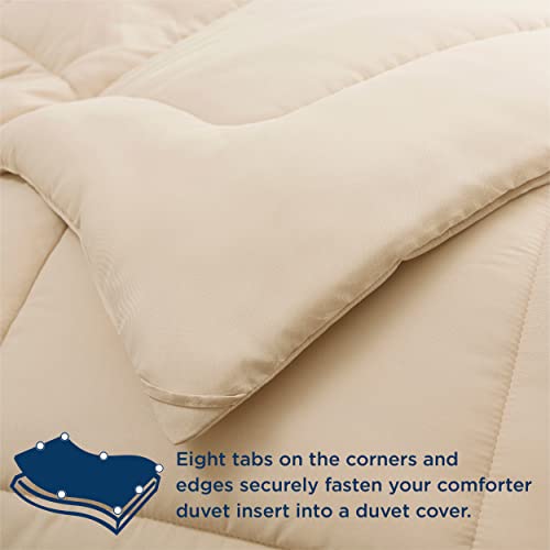 Bedsure Duvet Insert Queen Comforter Beige - All Season Quilted Down Alternative Comforter for Queen Bed, 300GSM Mashine Washable Microfiber Bedding Comforter with Corner Tabs