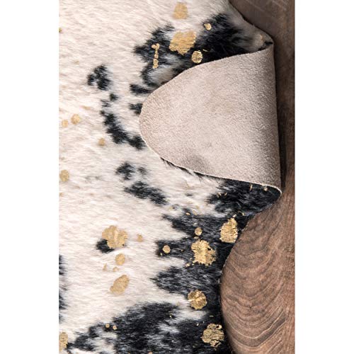 nuLOOM Iraida Contemporary Faux Cowhide Area Rug, 3' 10" x 5', Black