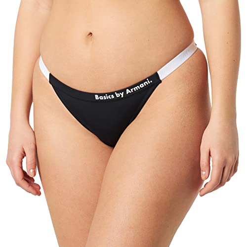 A|X ARMANI EXCHANGE Women's Standard Padded Basics by Armani Bikini Bottom, Nero/Bianco, Large