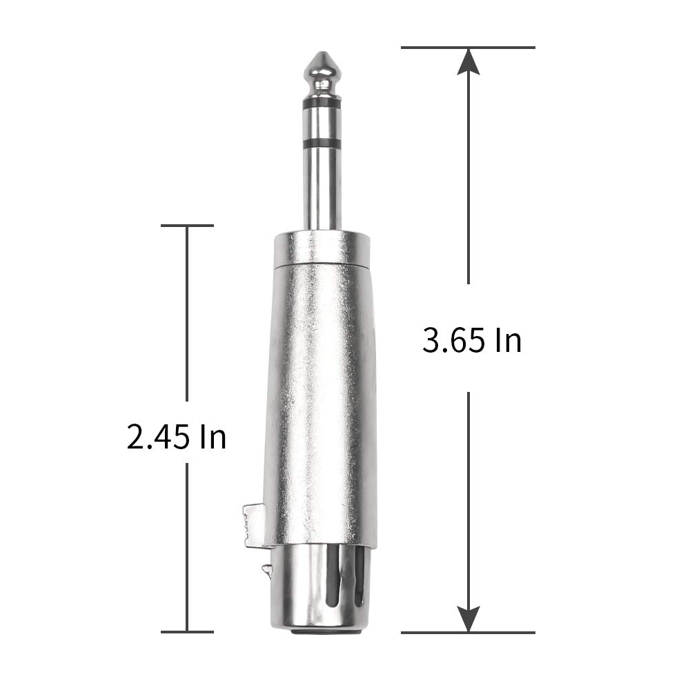 Disino Female XLR to 1/4 Inch TRS Adapter,Balanced XLR Female to Quarter Inch Male Jack Converter Audio Connector - 2 Pack