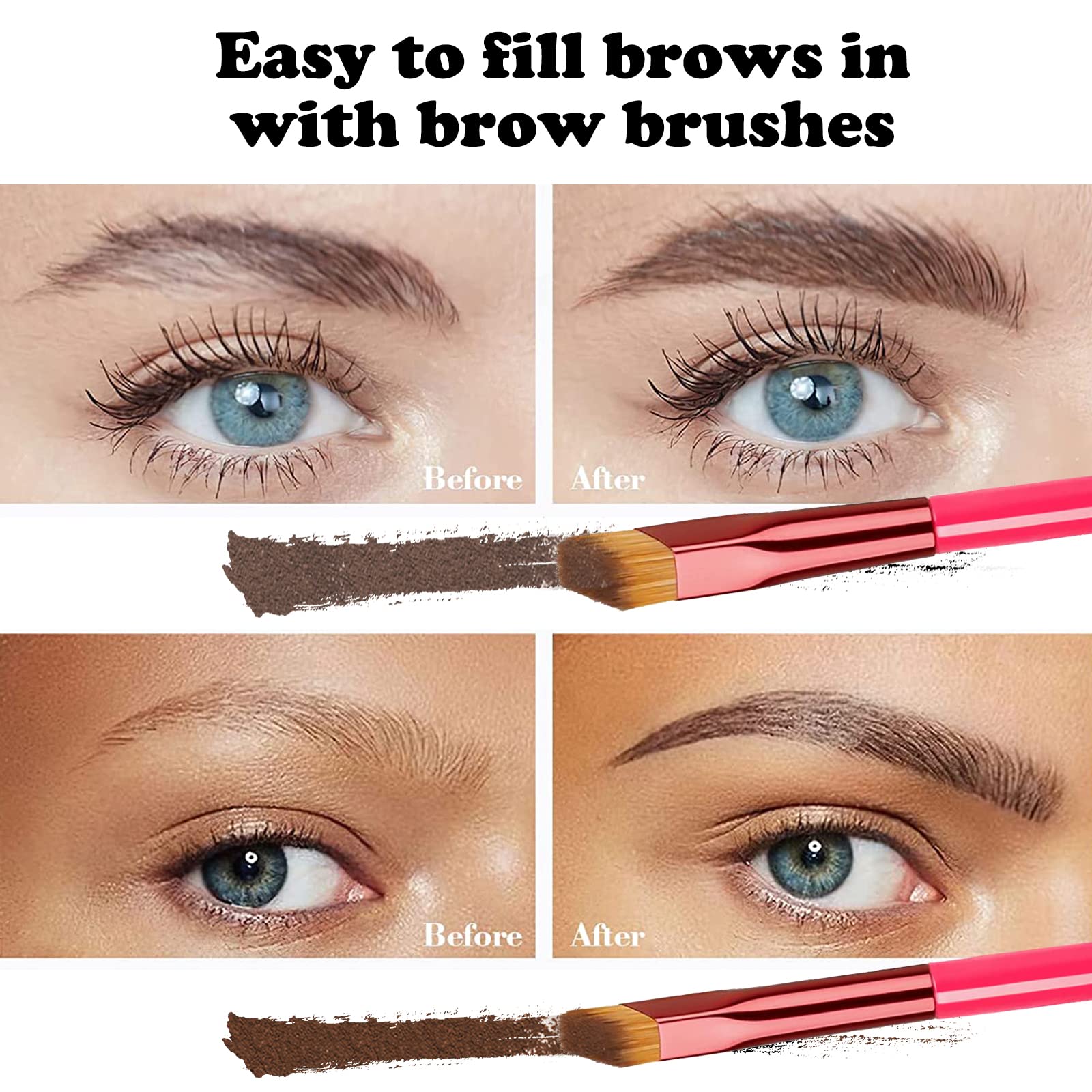4Pack Eyebrow Brush Professional Multi-Function Angled Eyebrow Brush Concealer Brush Makeup Brush for Eyeshadow, Hairline, Three-Dimension