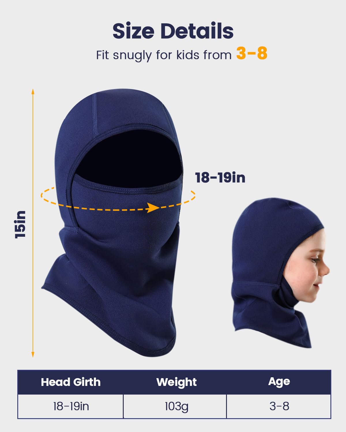Aegend Kids Balaclava Windproof Ski Face Warmer for Cold Weather Winter Sports Skiing, Running, Cycling, 1 Piece, 4 Colors Blue
