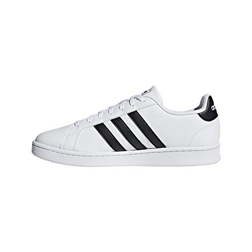 adidas Men's Grand Court Racquetball Shoe, White/Black/White, 9.5