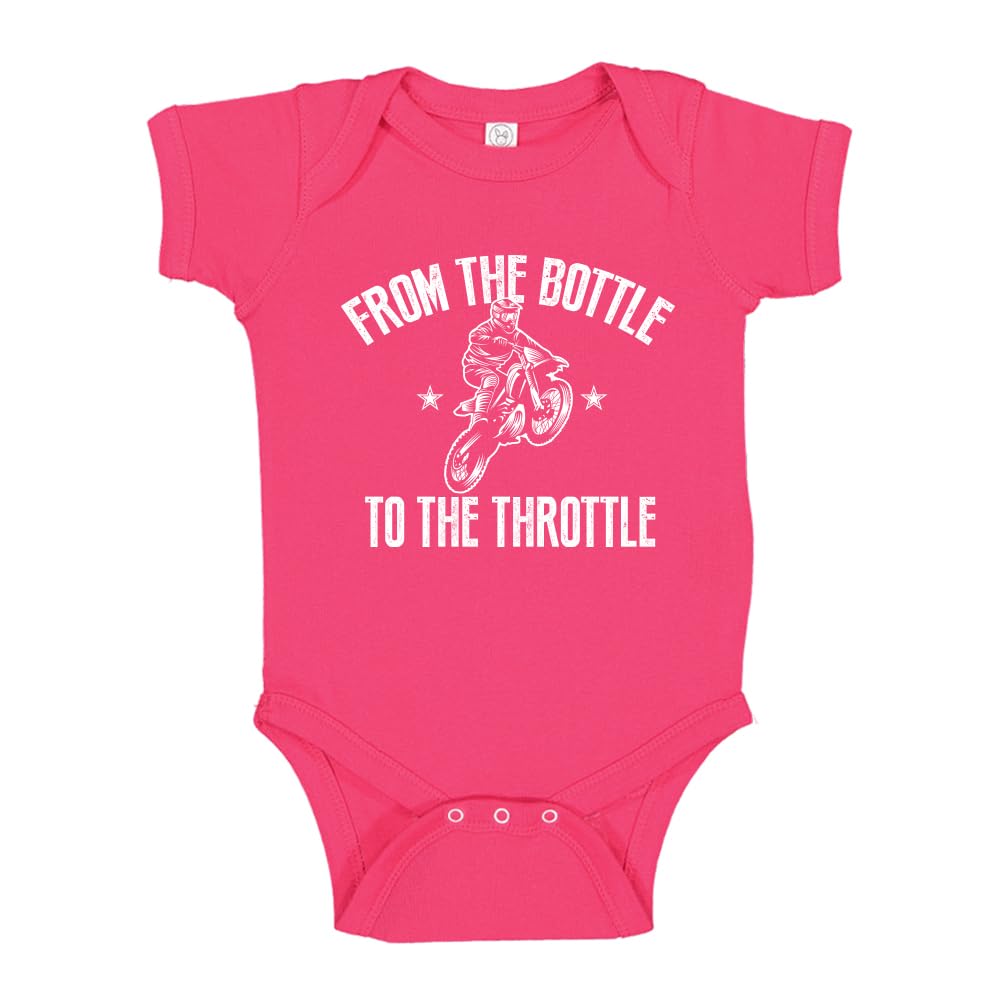 Motocross from The Bottle to The Throttle Dirt Bike Baby Bodysuit Infant One Piece NB Cyber Pink
