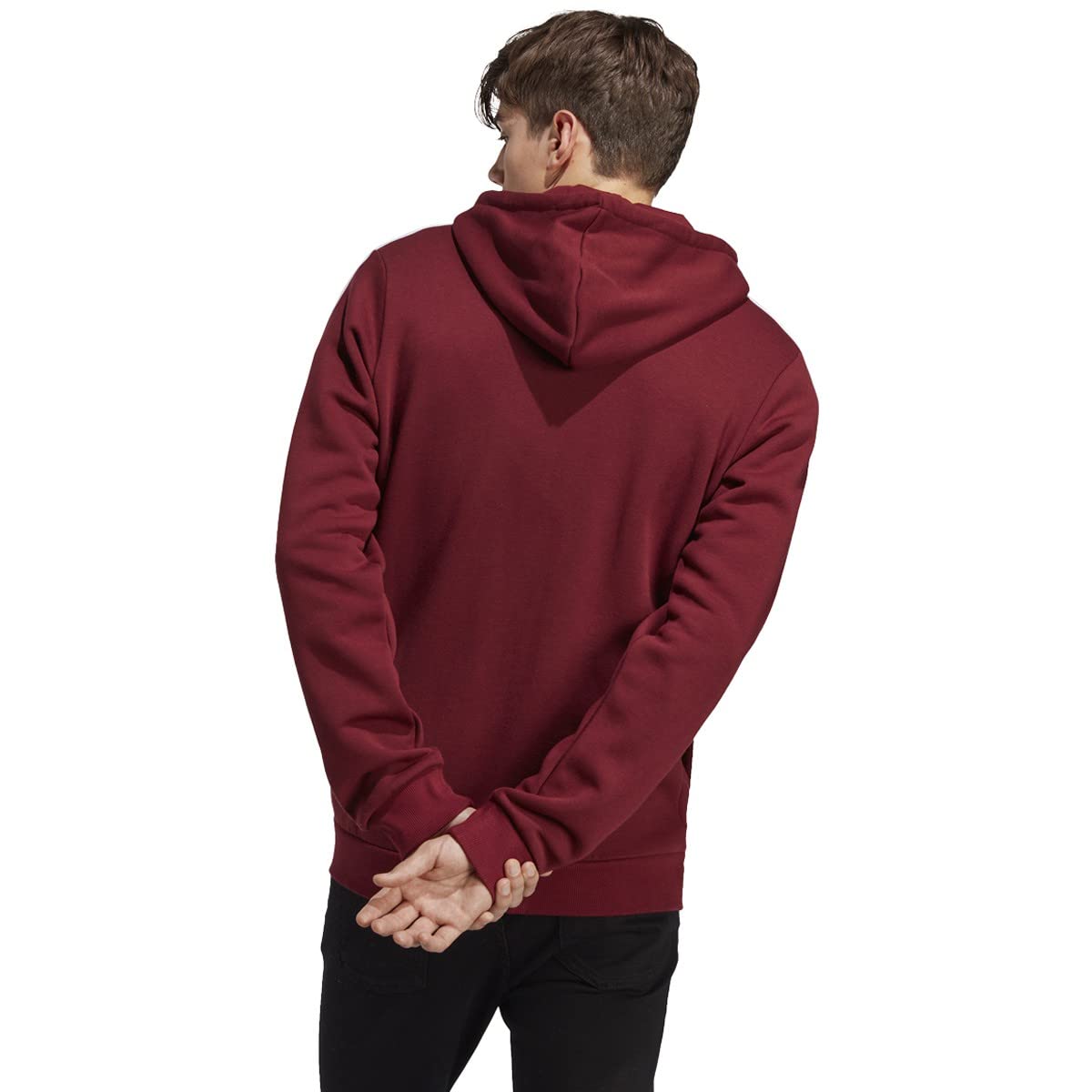 adidas Men's Essentials Fleece 3-Stripes Full-Zip Hoodie, Shadow Red, XX-Large