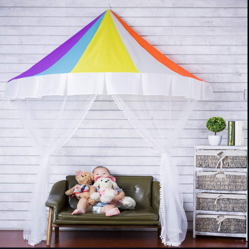 VOSAREA Rainbow Bed Canopy Half-Round Dome Reading Corner Tent Decorative Mosquito Net for Toddlers -1.2m