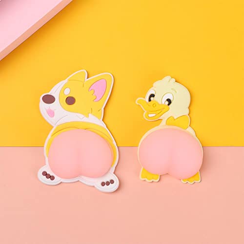 8pc 3D Silicone Butt Gift Rearview Mirror Phone Decoration Door Stop Cartoon Cute Animal Avoidance Collision
