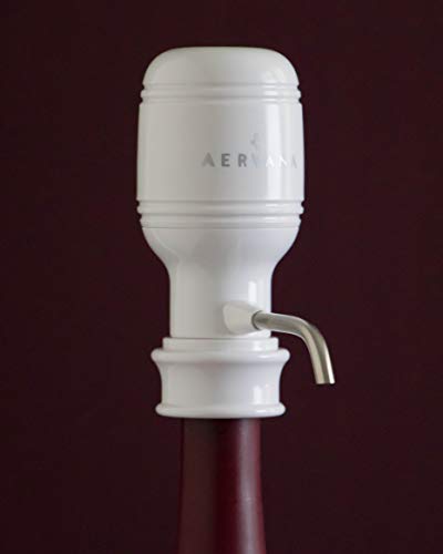 Aervana Essential: Electric Wine Aerator and Pourer/Dispenser - Air Decanter - Personal Wine Tap for Red and White Wine (White)